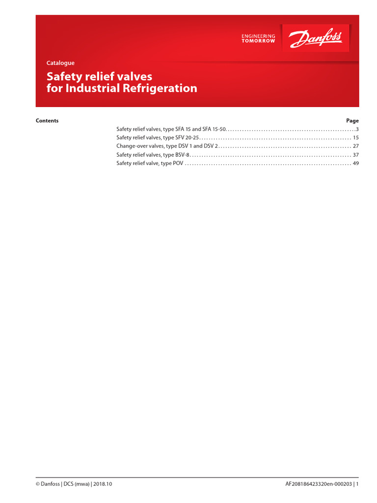 Danfoss Safety Relief Valve Catalog | PDF | Valve | Pipe (Fluid Conveyance)