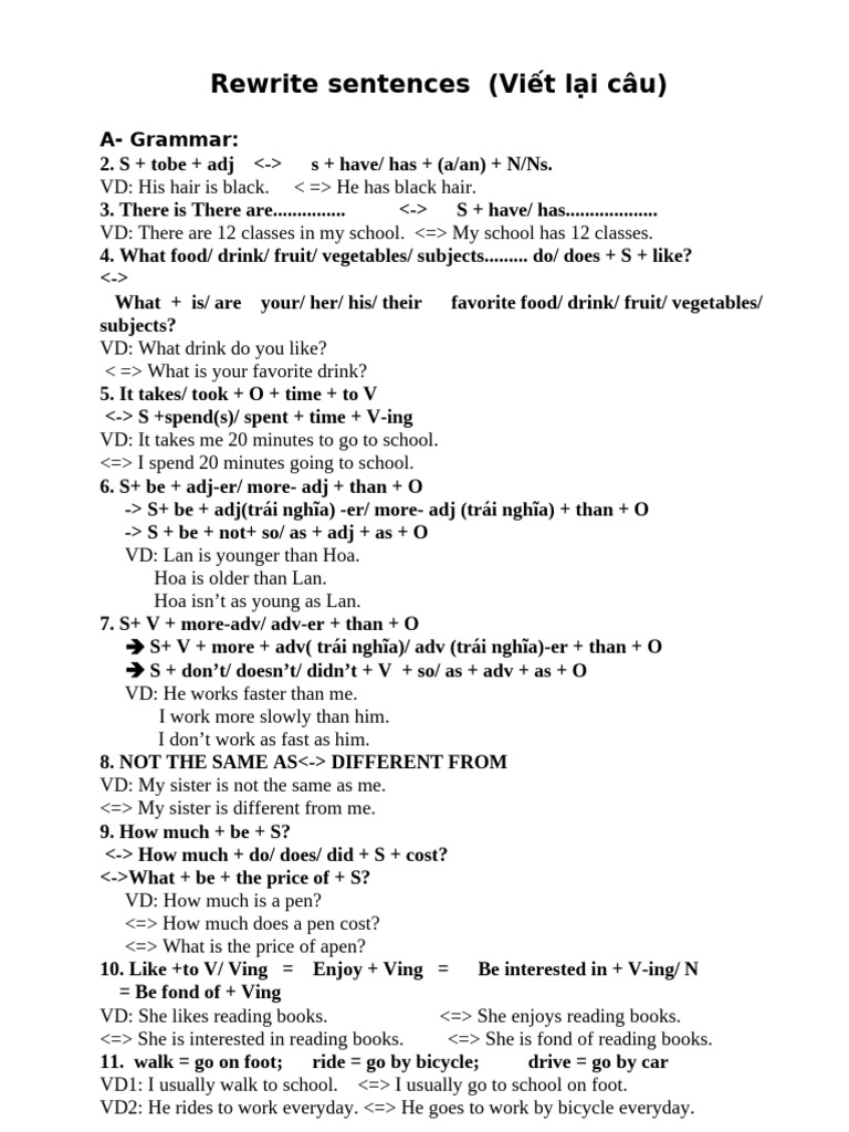 Rewrite Sentences | PDF | Length | Distance