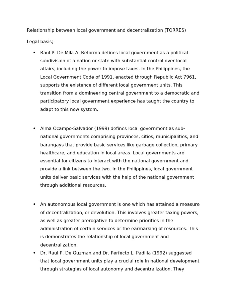 Local Government and Decentralization | PDF | Governance | Decentralization