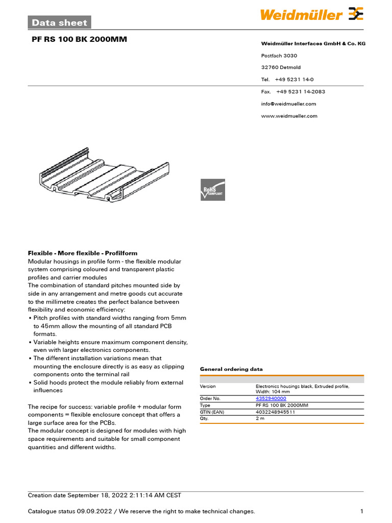 PF RS 100 BK 2000MM En-3039435 | PDF | Printed Circuit Board