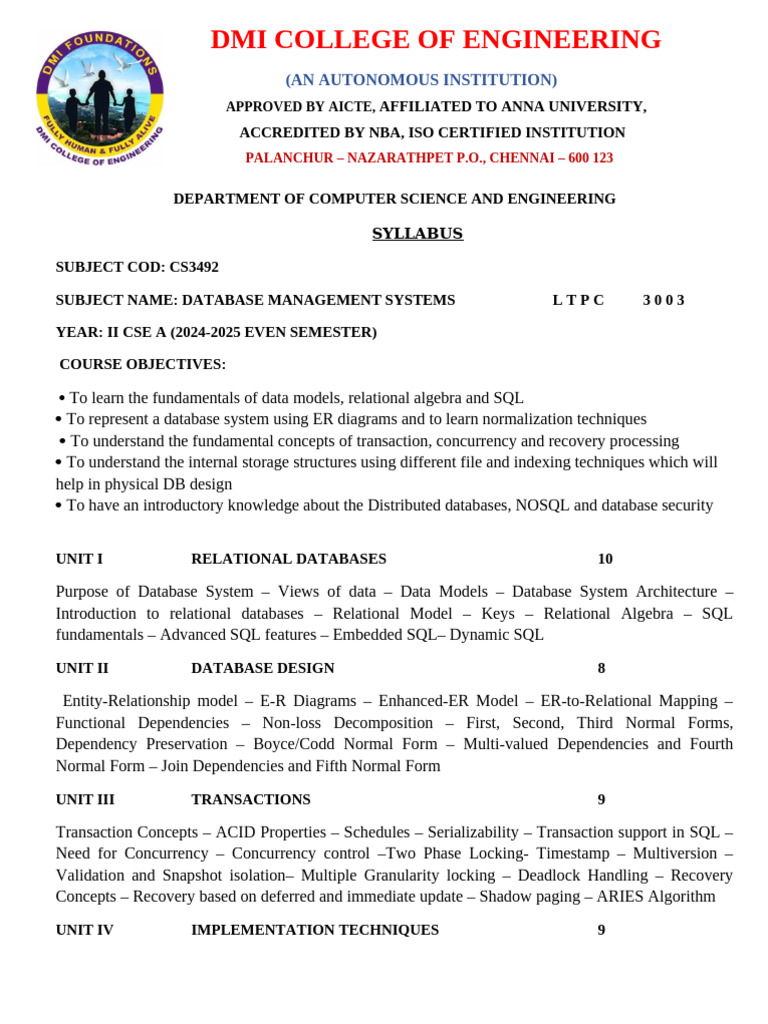 CS 3492 DBMS | PDF | Databases | Relational Database