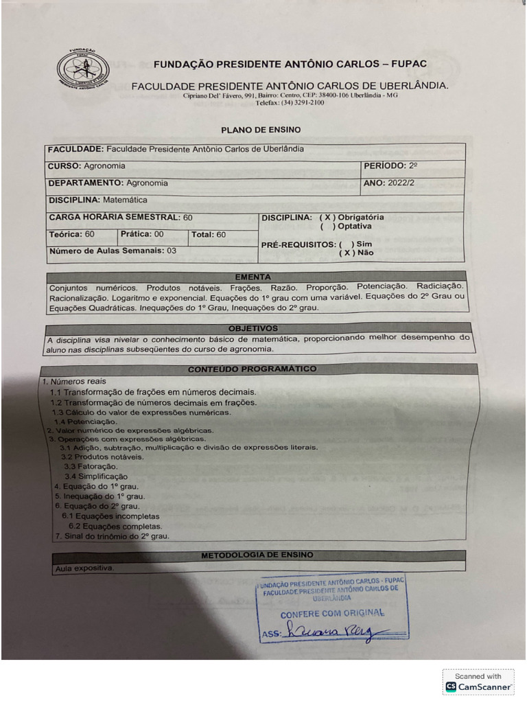 Fupac - Ementa | PDF