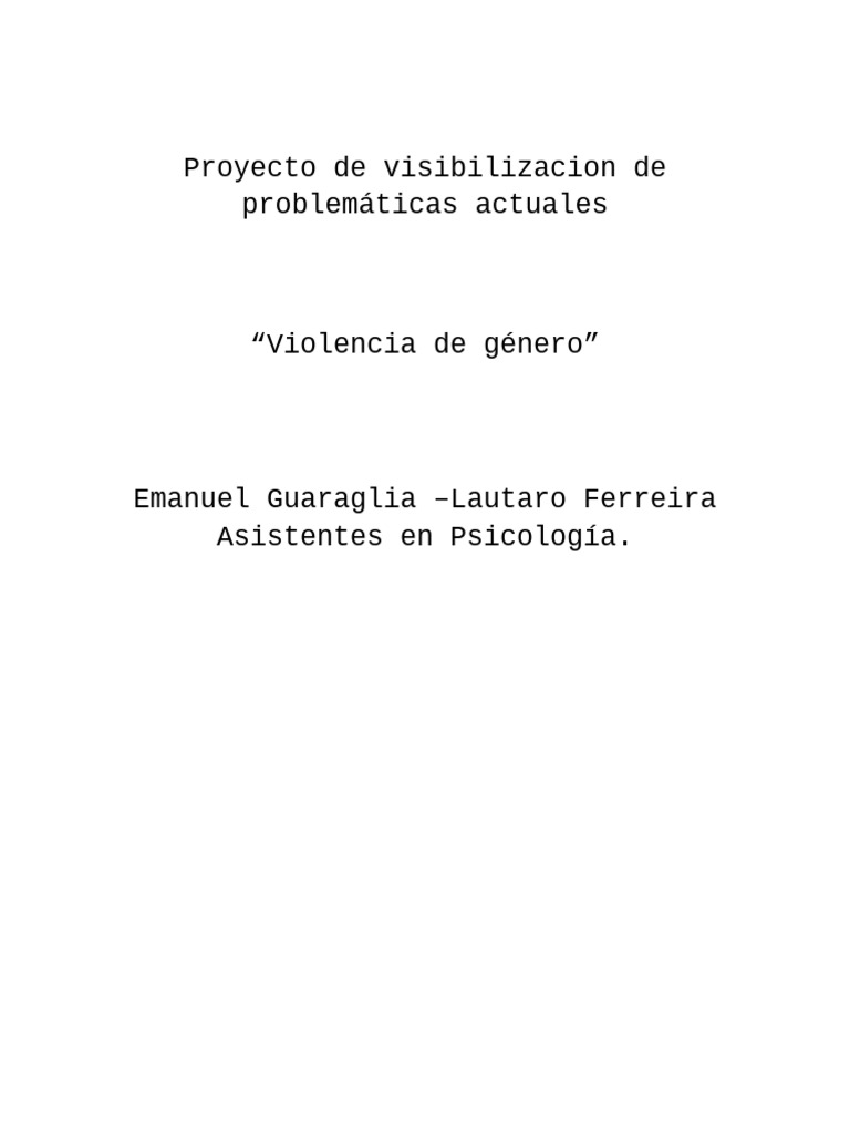 Proyecto de Violencia de Genero | PDF | Violencia | Género