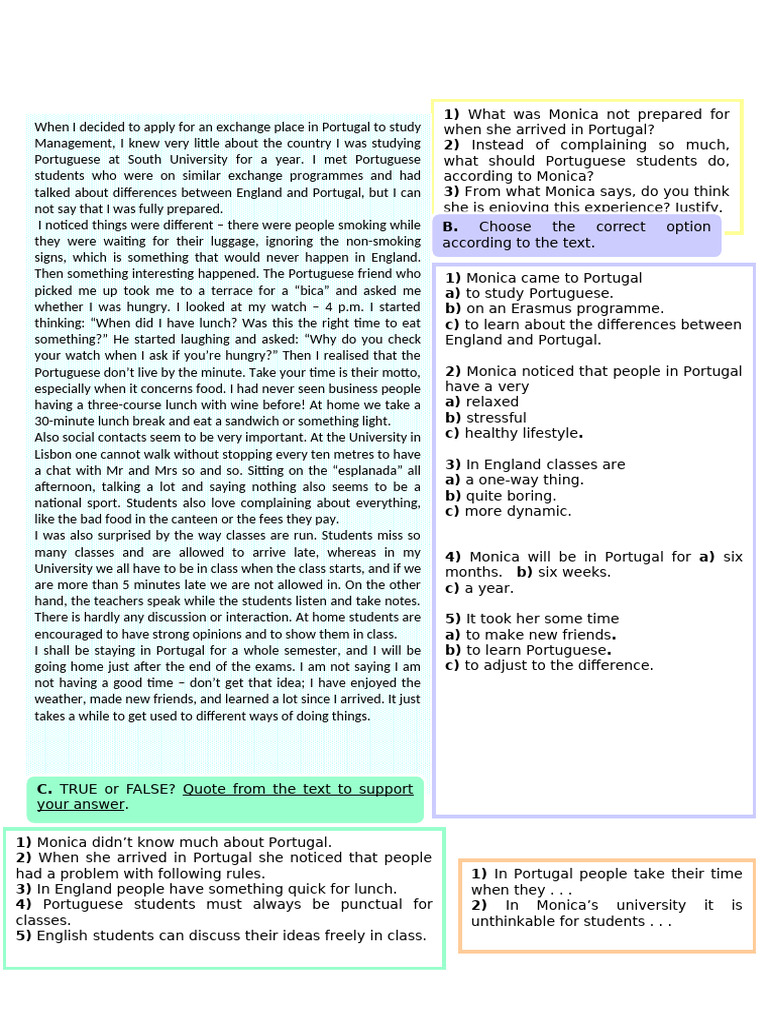 1 Year Test Erasmus Exchange Tests - 84002 | PDF