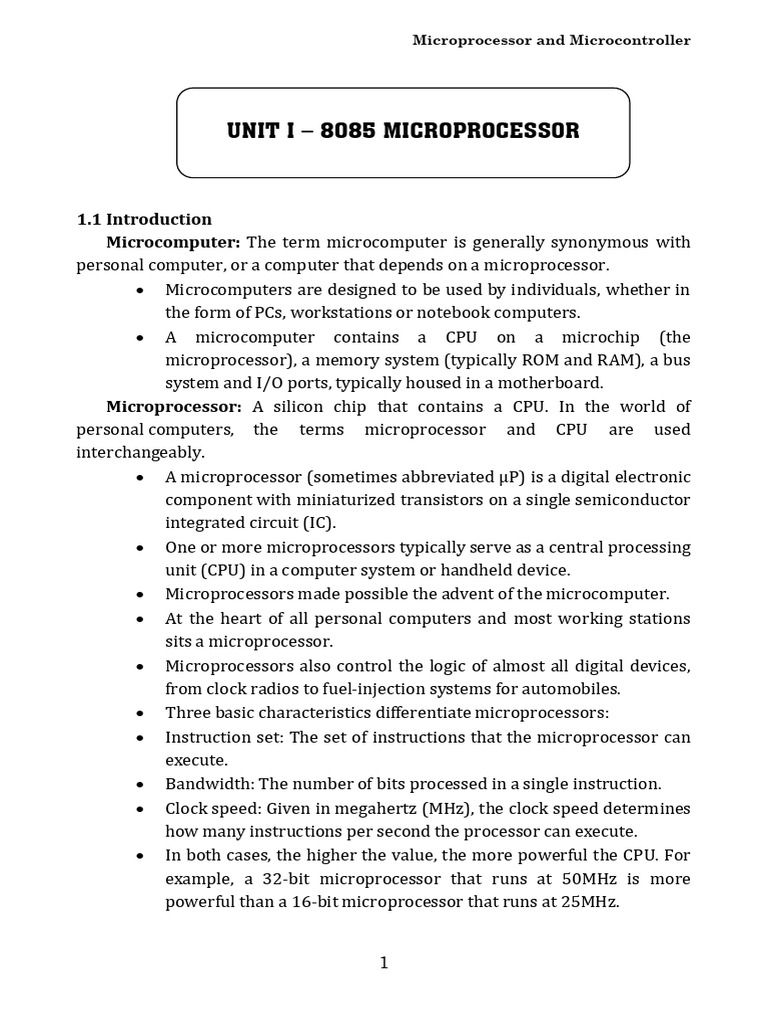 Unit 1 Fundamentals of Microprocessor Micro Controllers | PDF | Assembly Language | Central ...