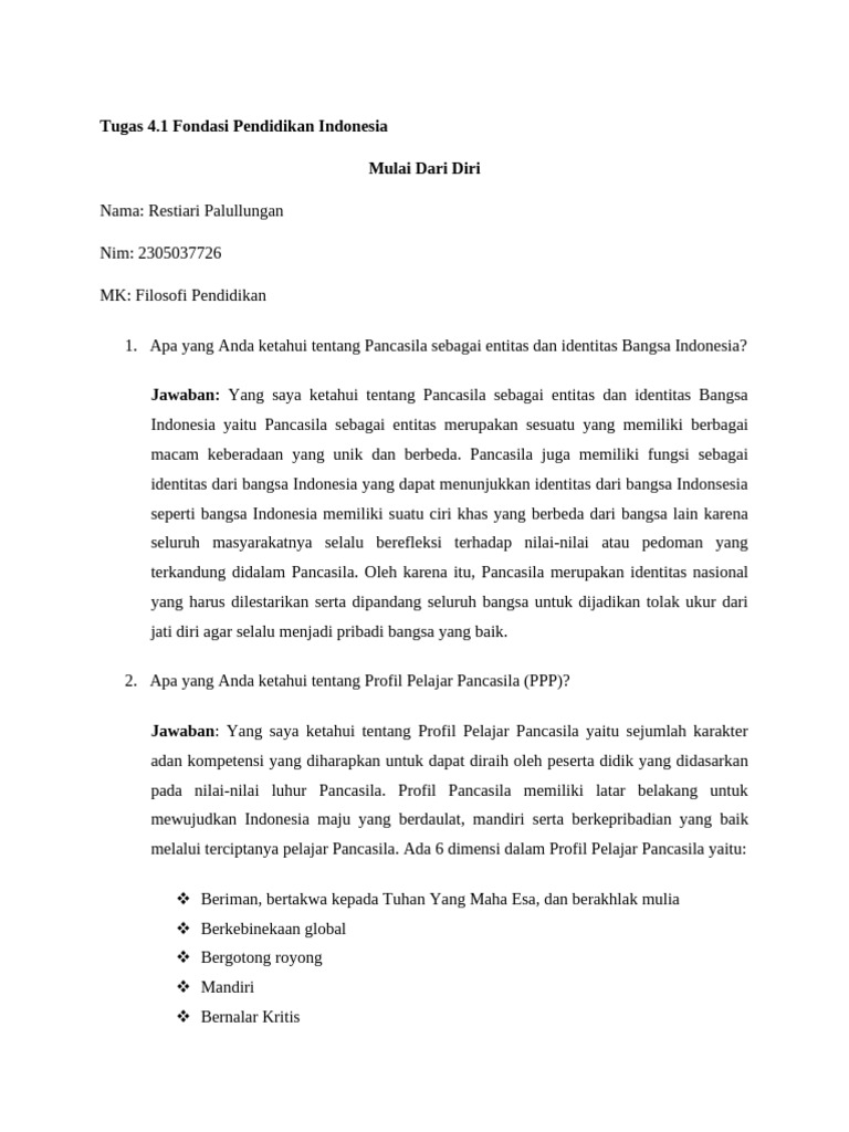 Pancasila sebagai Fondasi Pendidikan Indonesia | PDF