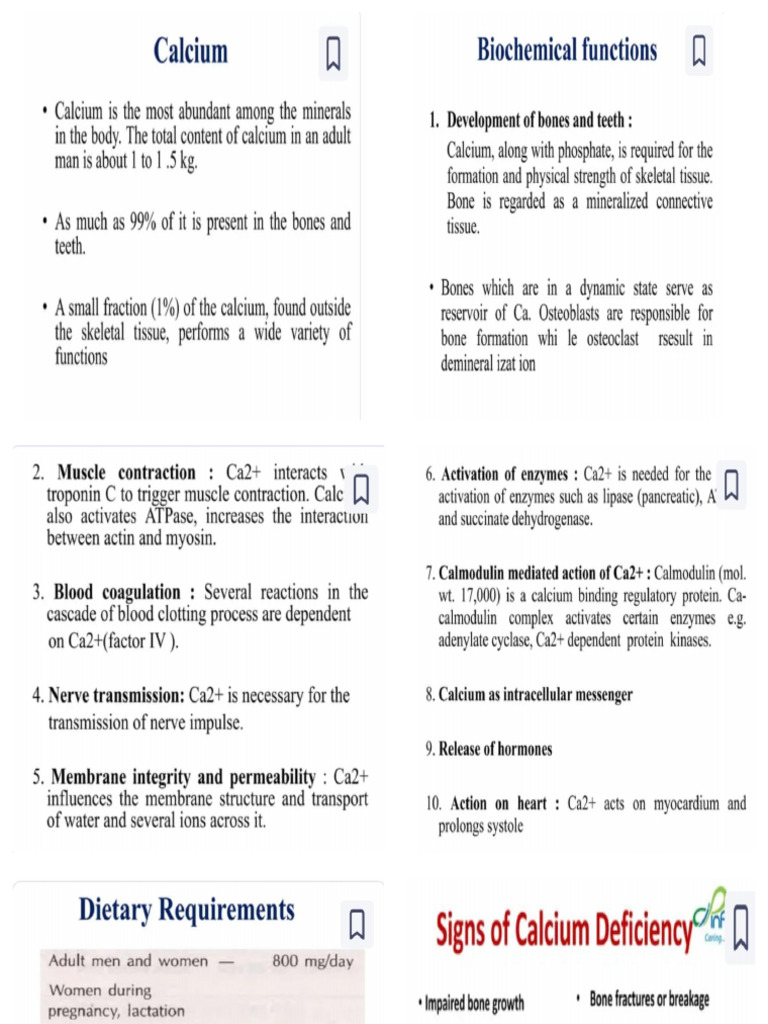 Calcium sources requirements functions | PDF