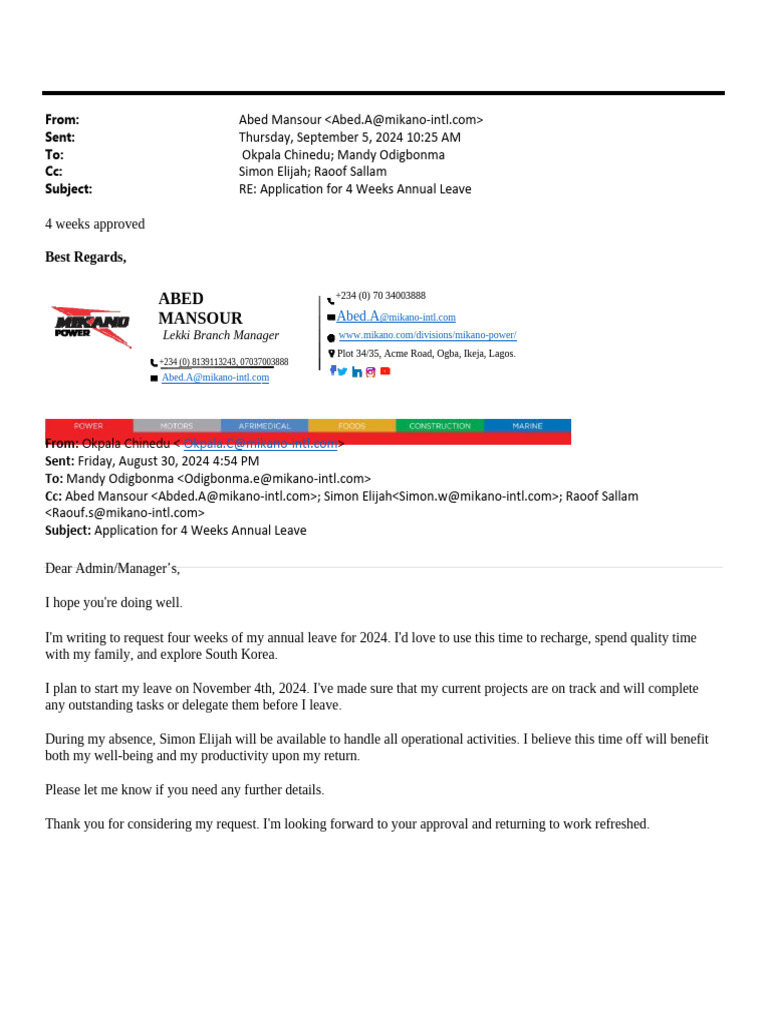 Leave Approval Acknowledgment | PDF