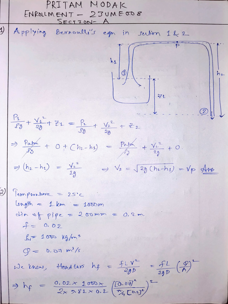 FM-2 Flow Through Pipes Assignment | PDF