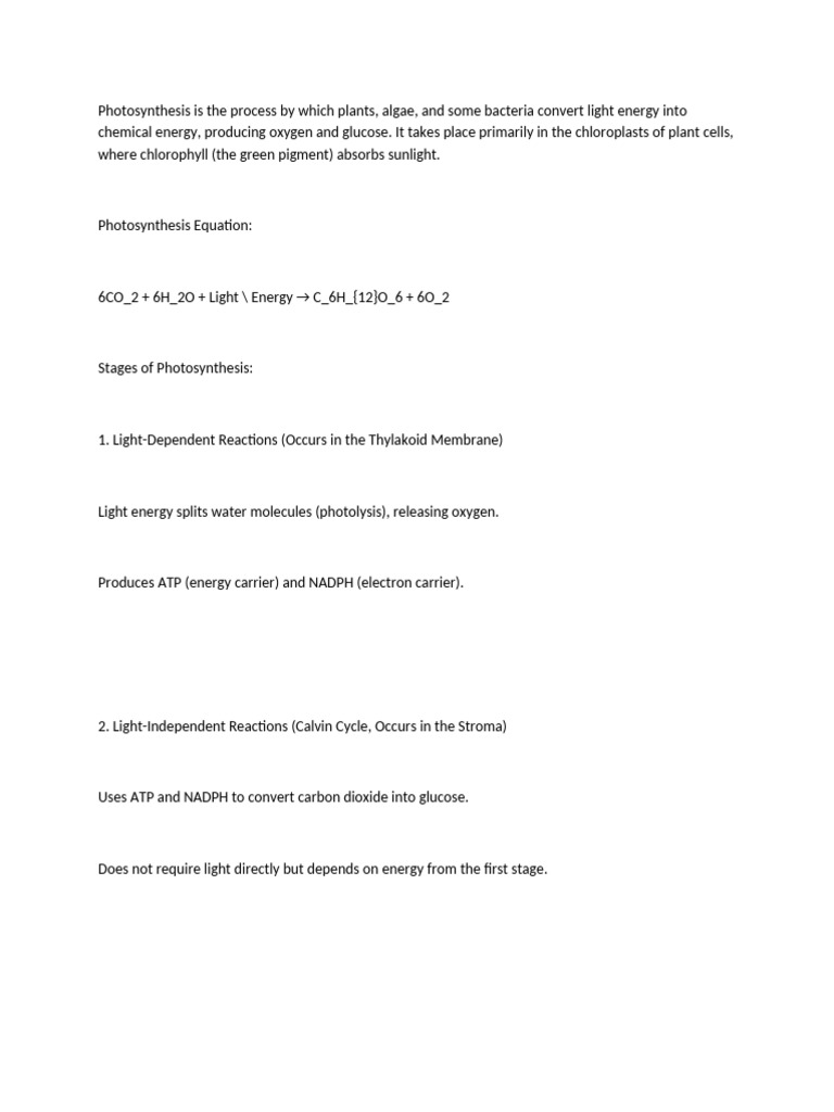 Photosynthesis WPS Office | PDF