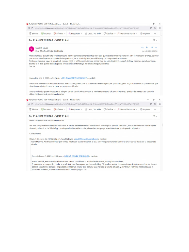 Conversaciones Con Apoderada de Eric Respecto A Plan de Vistas y Celular | PDF