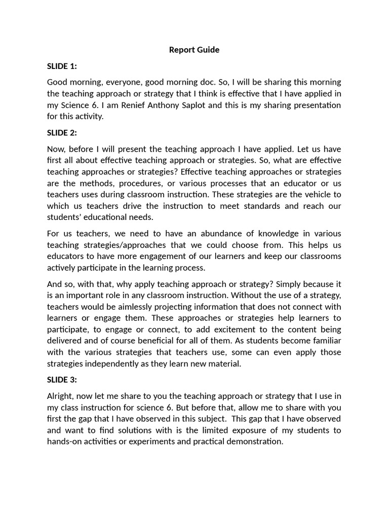 Report Guide | PDF | Learning | Learning Theory (Education)