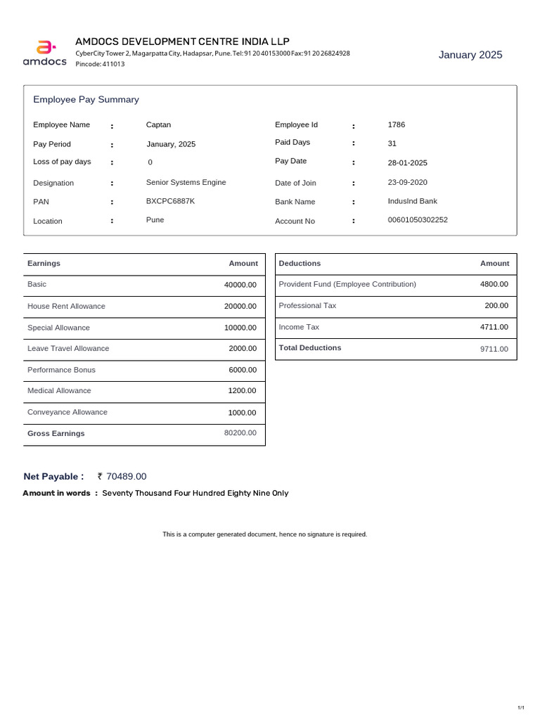 January Payslip | PDF
