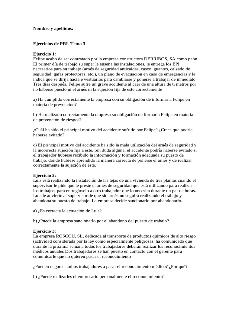Ejercicios de PRL Tema 3 (1) | PDF