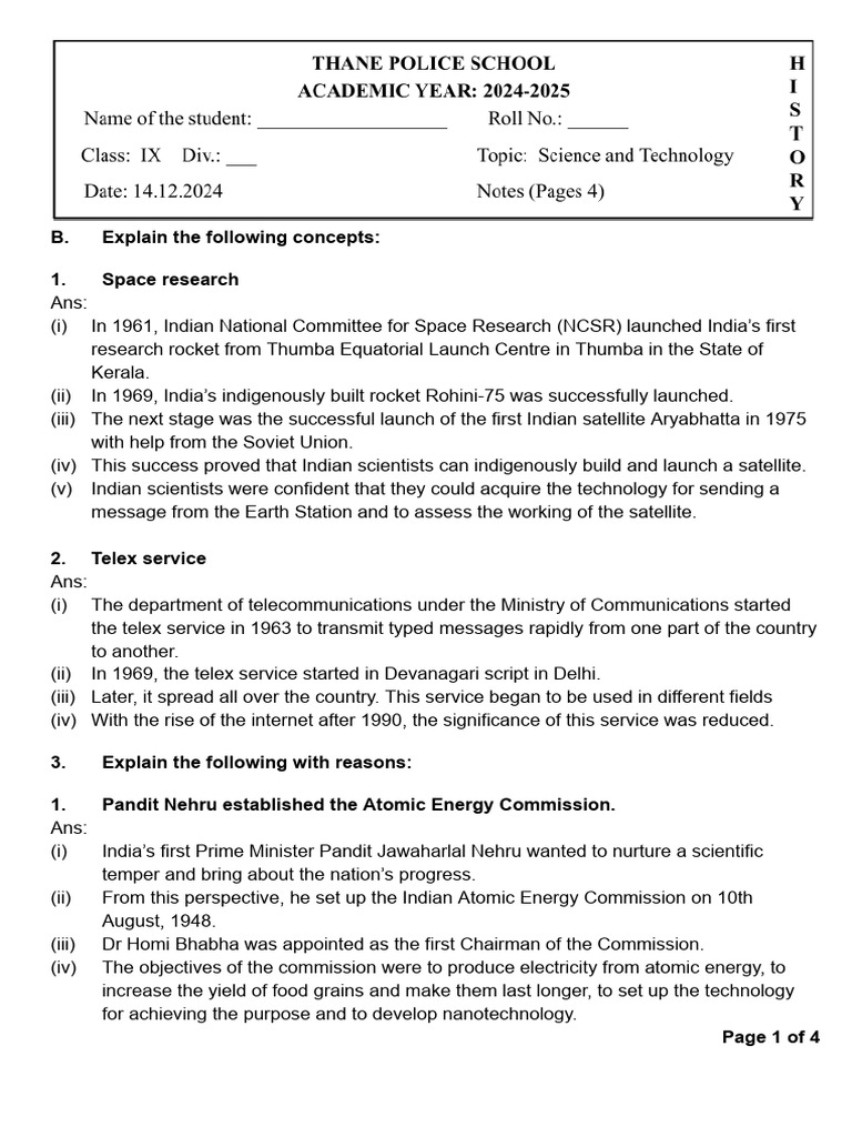Chapter 7 - Science and Technology - NOTES | PDF