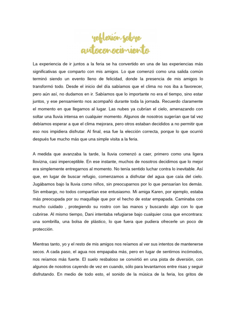 Reflexión Autoconocimiento 1 | PDF | Felicidad