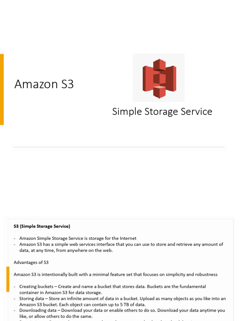 Amazon S3: Comprehensive Storage Guide | PDF | Cache (Computing ...