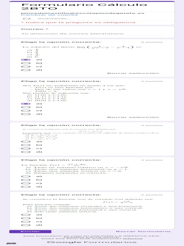 Formulario Cálculo 2BTO Escolapios | PDF