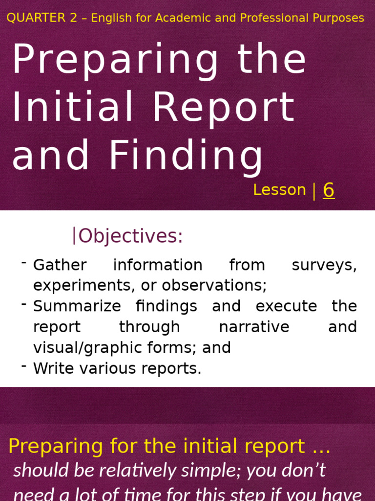 Lesson 14 Preparing Initial Report Finding | PDF | Information | Data