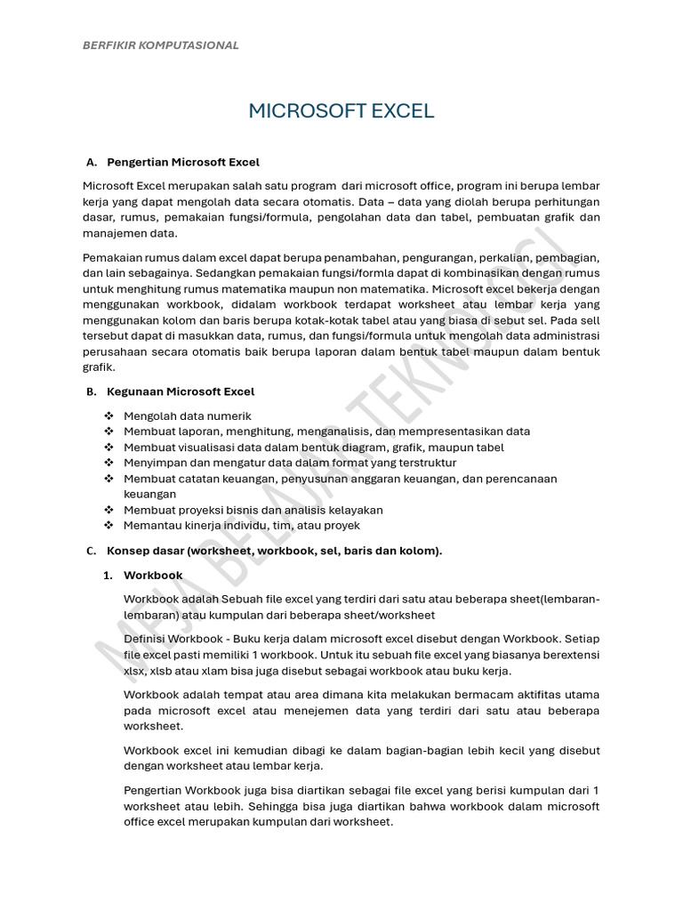 1 Berfikir Komputasional - MS Excel - Introduction | PDF