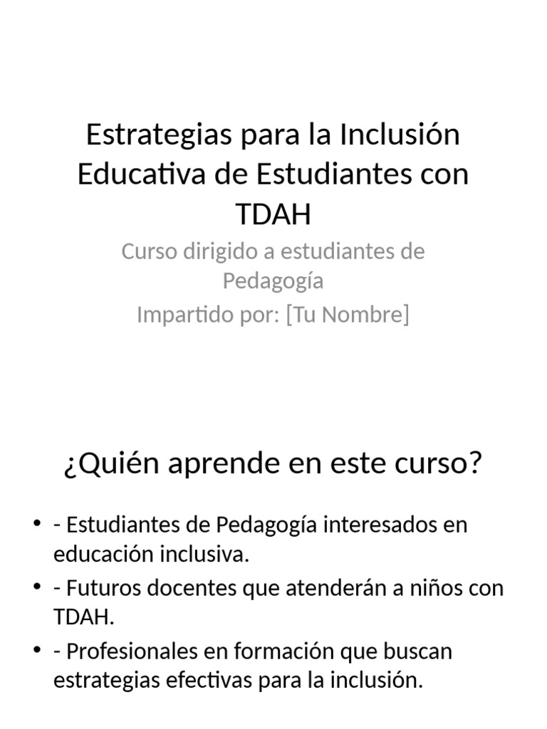 Curso TDAH Inclusion | PDF