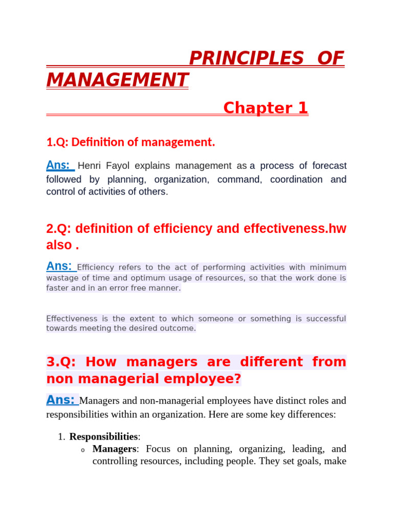 PRINCIPLES OF MANAGEMENT (1) | PDF | Leadership | Goal