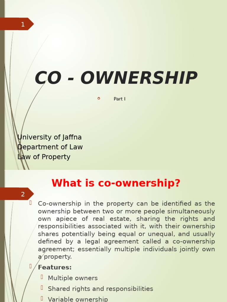 Co - Ownership - Part 1 | PDF | Injunction | Concurrent Estate