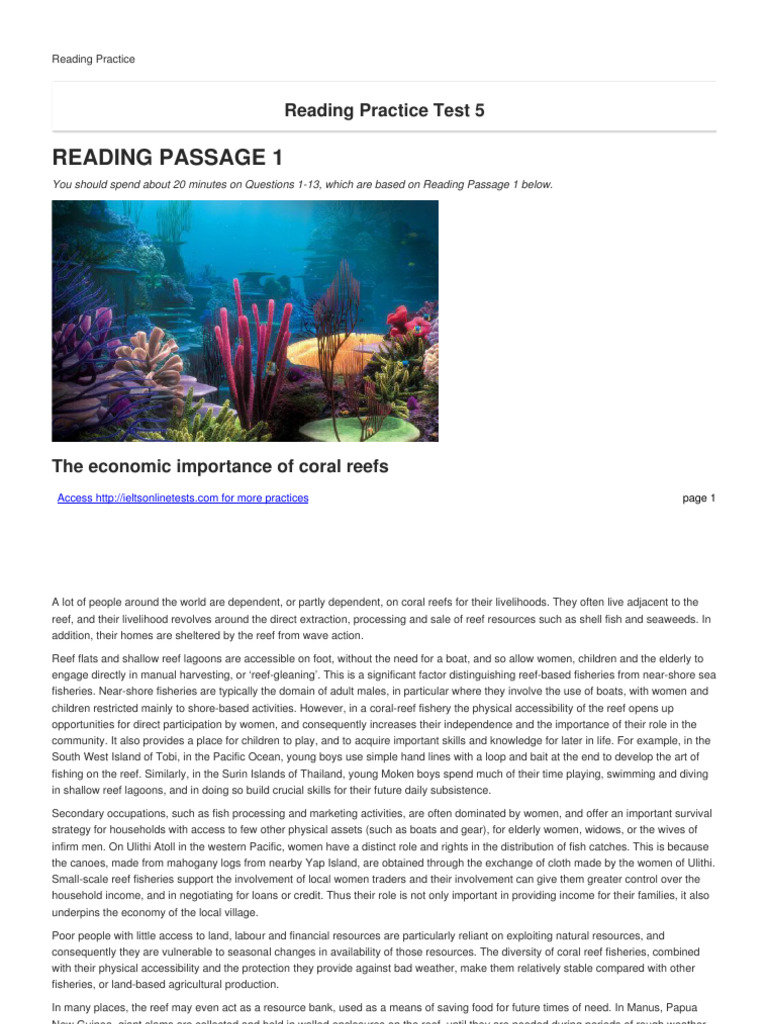 practise test plus 3 test 5 | PDF | Coral Reef | Thought