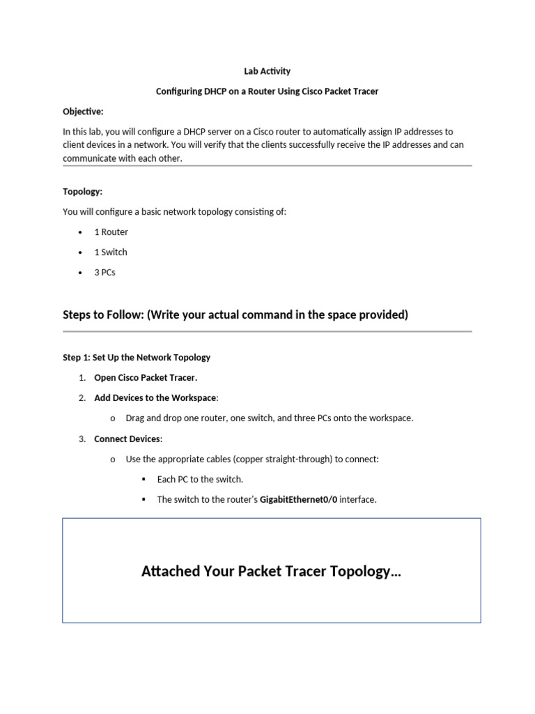 Lab-Activity-DHCP | PDF | Ip Address | Router (Computing)