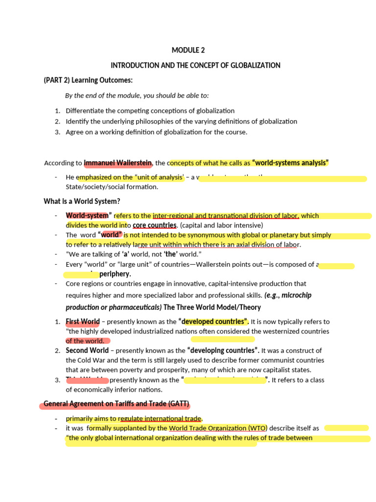 Module 2 Contemporary World | PDF | World Systems Theory | Globalization