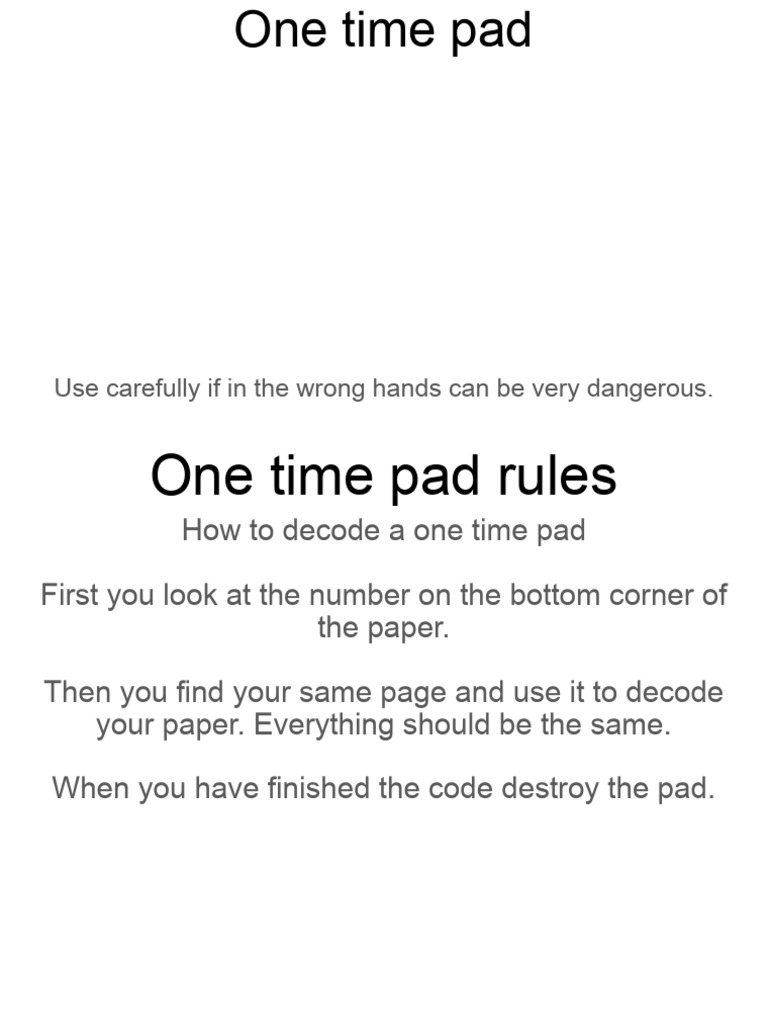 One Time Pad System | PDF