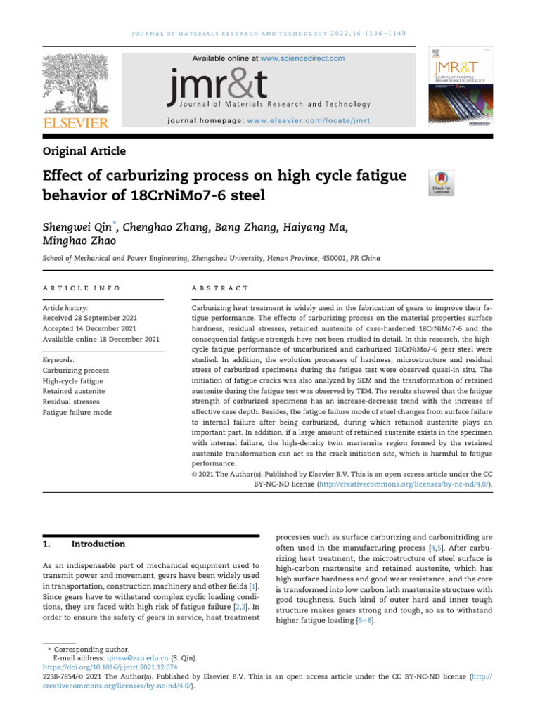 Shendwei Qin - Effect of Carburizing Process On High Cycle Fatigue Behavior of 18CrNiMo7-6 Steel ...