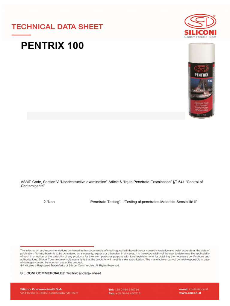 Document Technique Nom Du Produit PENTRIX 100 | PDF
