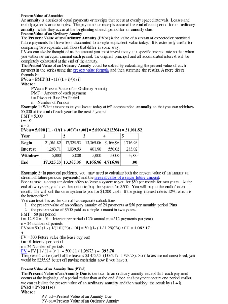 Present Value of Annuities | PDF | Present Value | Interest