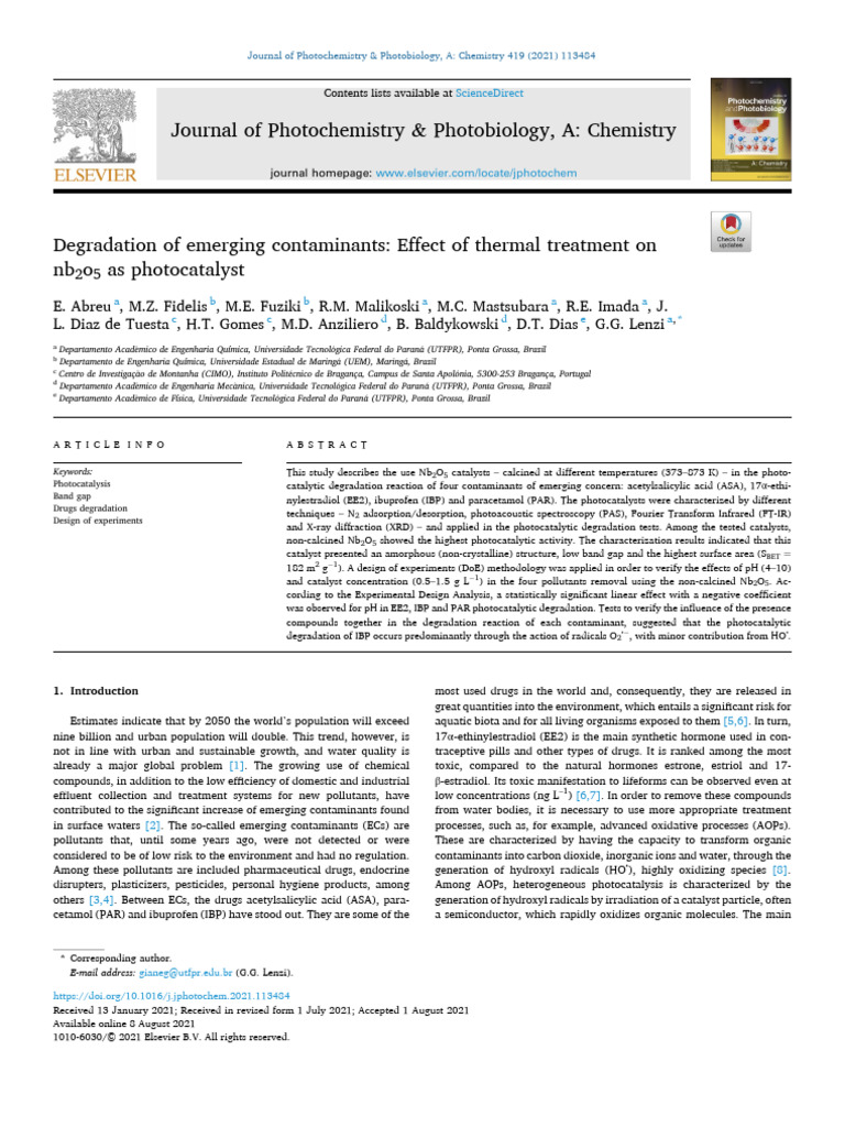 Degradation of Emerging Contaminants Effect of Thermal Treatment On ...