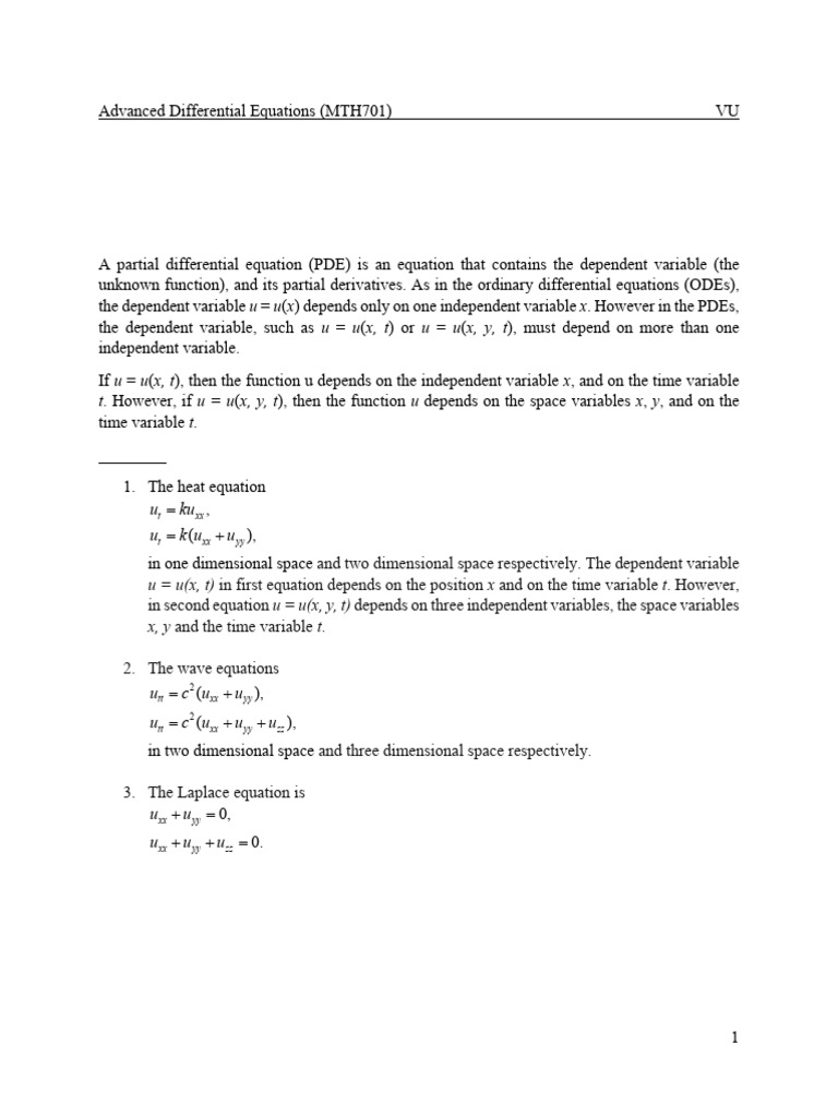 Basic Concept of PDEs | PDF | Partial Differential Equation | Equations