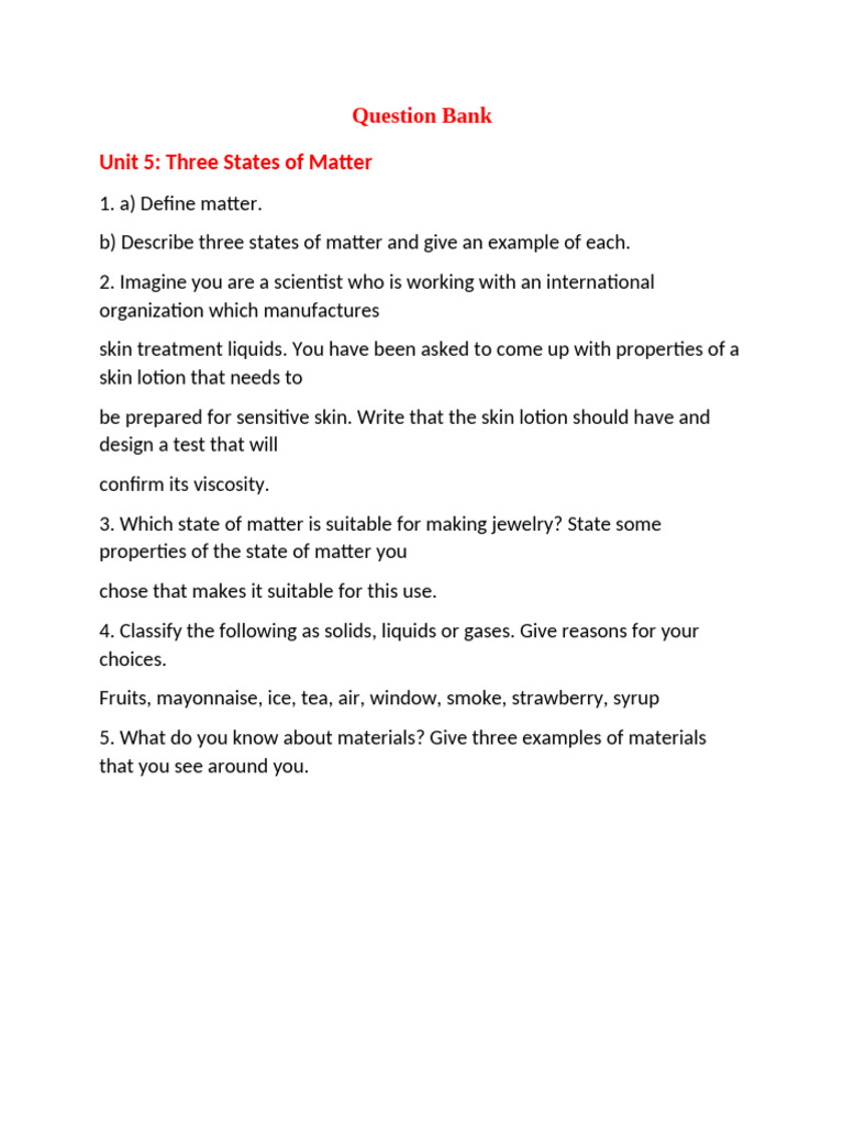 Unit 5: Question Bank(1) | PDF