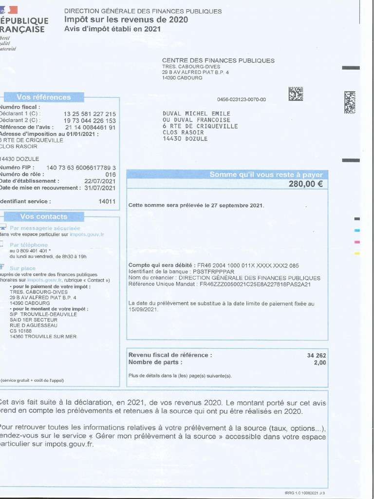 Impot Duval IR 2021 Sur Revenus 2020 | PDF