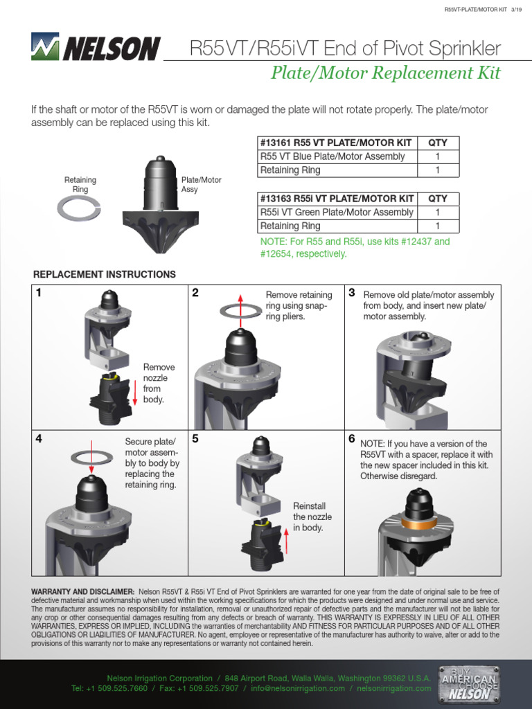 R55 VT/i Sprinkler Plate Kit Guide | PDF | Implied Warranty | Civil Law ...