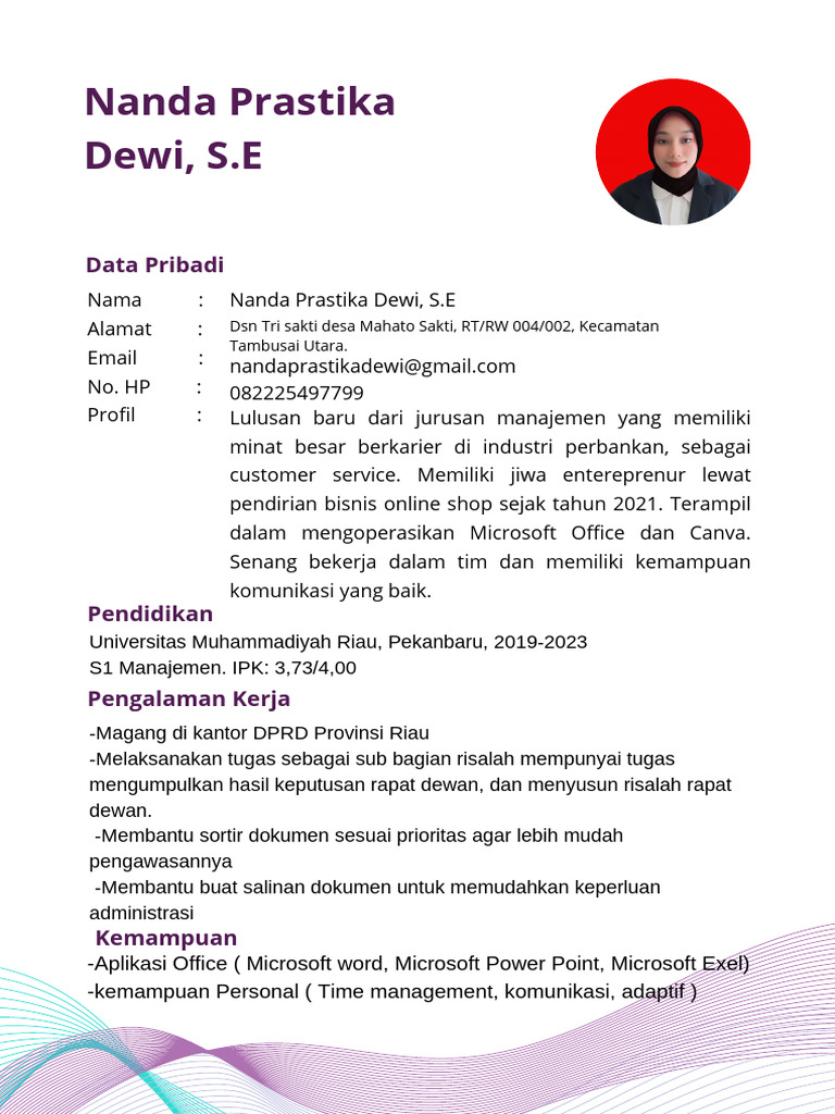 CV Nanda Prastika Dewi | PDF