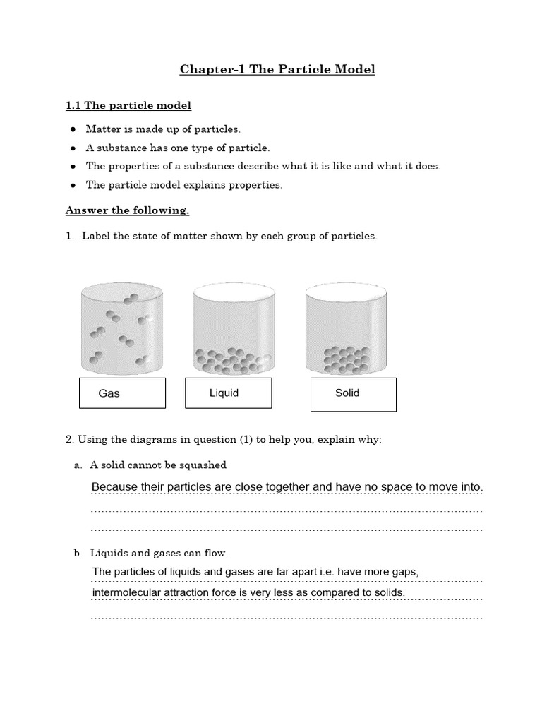 Answer Key Grade 6 Chapter 1 Chemistry Compiled Booklet 2023-24 | PDF | Gases | Liquids