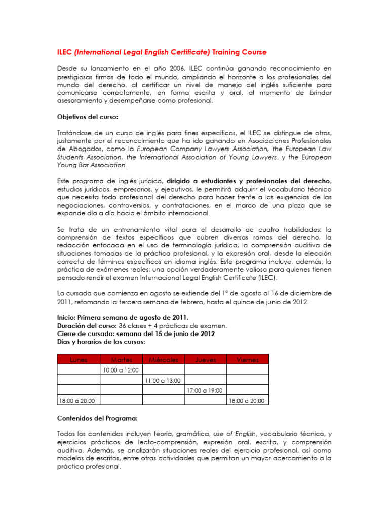 ILEC Agosto 2011 - Programa | PDF