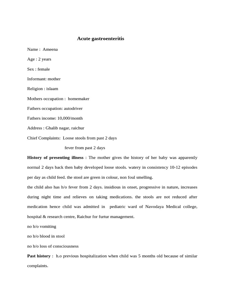 Case Senario Acute Gastroenteritis | PDF | Diarrhea | Pregnancy