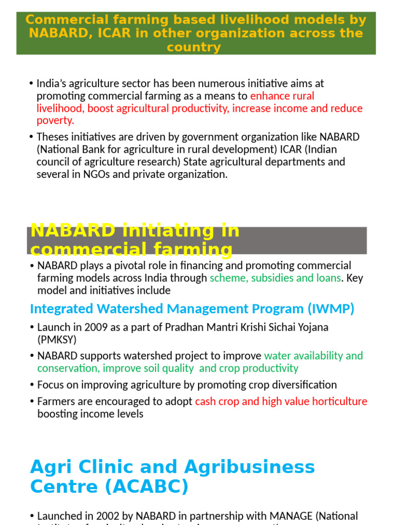 NABARD's Commercial Farming Models | PDF | Agriculture | Organic Farming