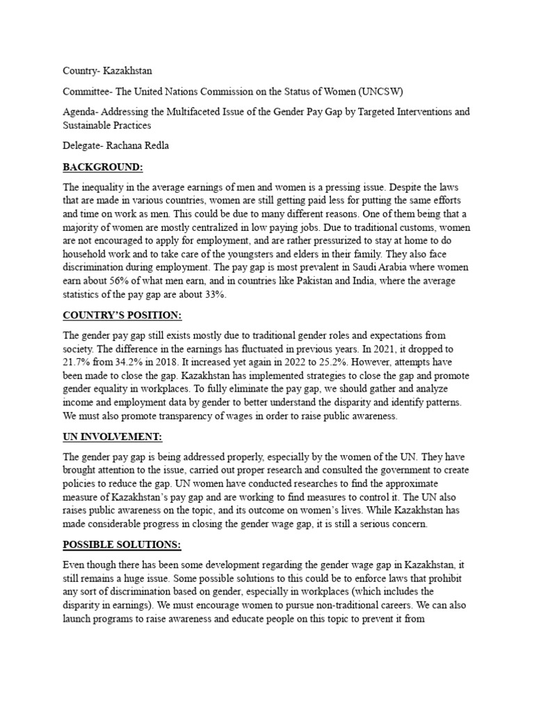 Position Paper 1 | PDF | Gender Pay Gap | Egalitarianism