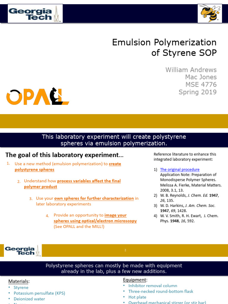 Emulsion Polymerization of Polystyrene | PDF | Polymerization ...