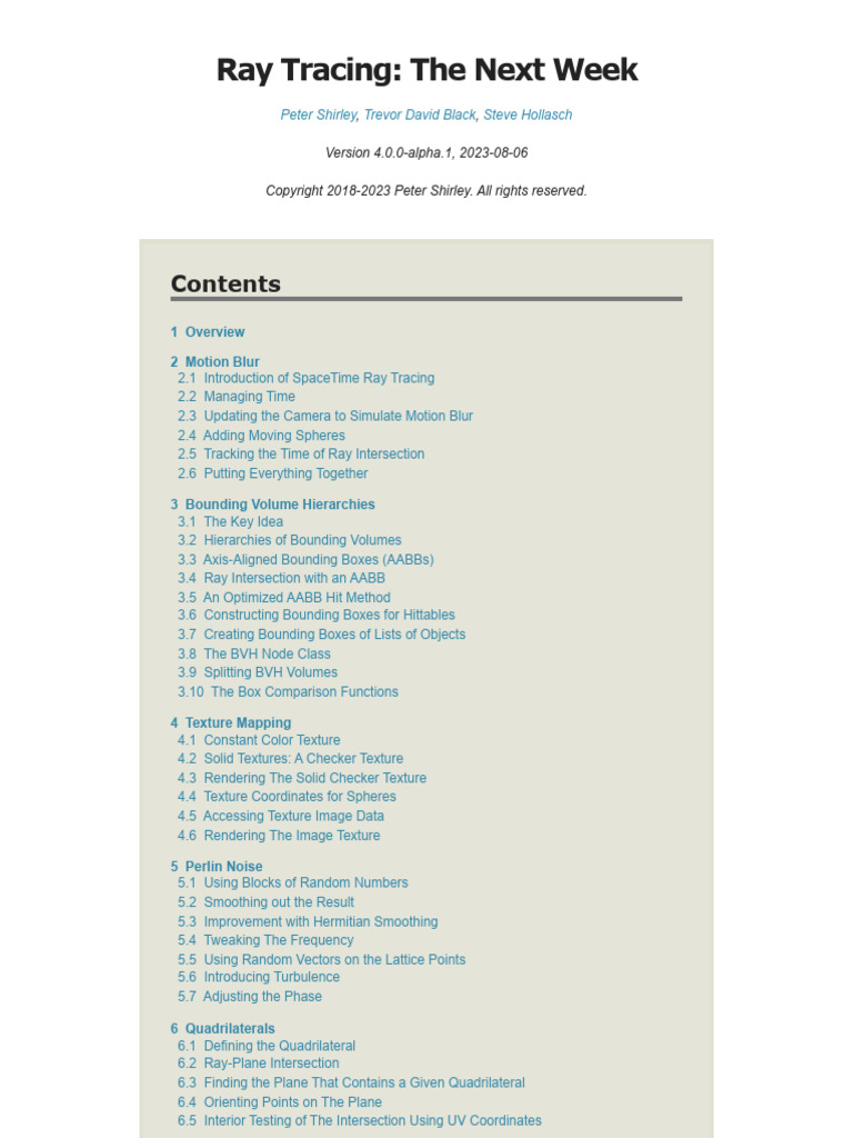 Ray Tracing The Next Week v4 0 0-Alpha 1 | PDF | Coordinate System ...