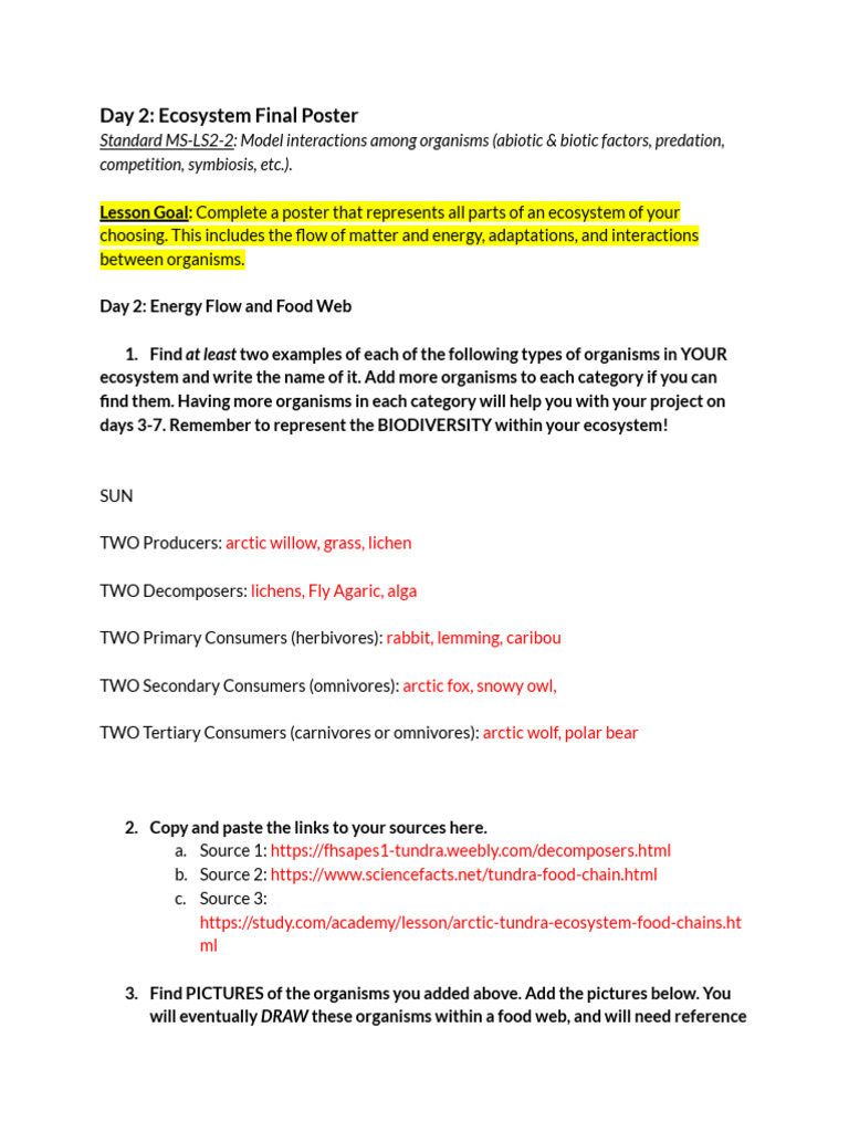 Ecosystem Poster Project Guide | PDF