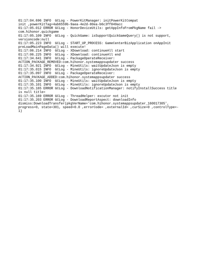 GameCenter App Initialization Log | PDF