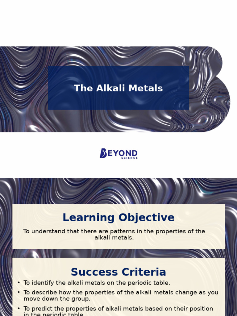 Properties and Trends of Alkali Metals | PDF | Chemical Substances ...